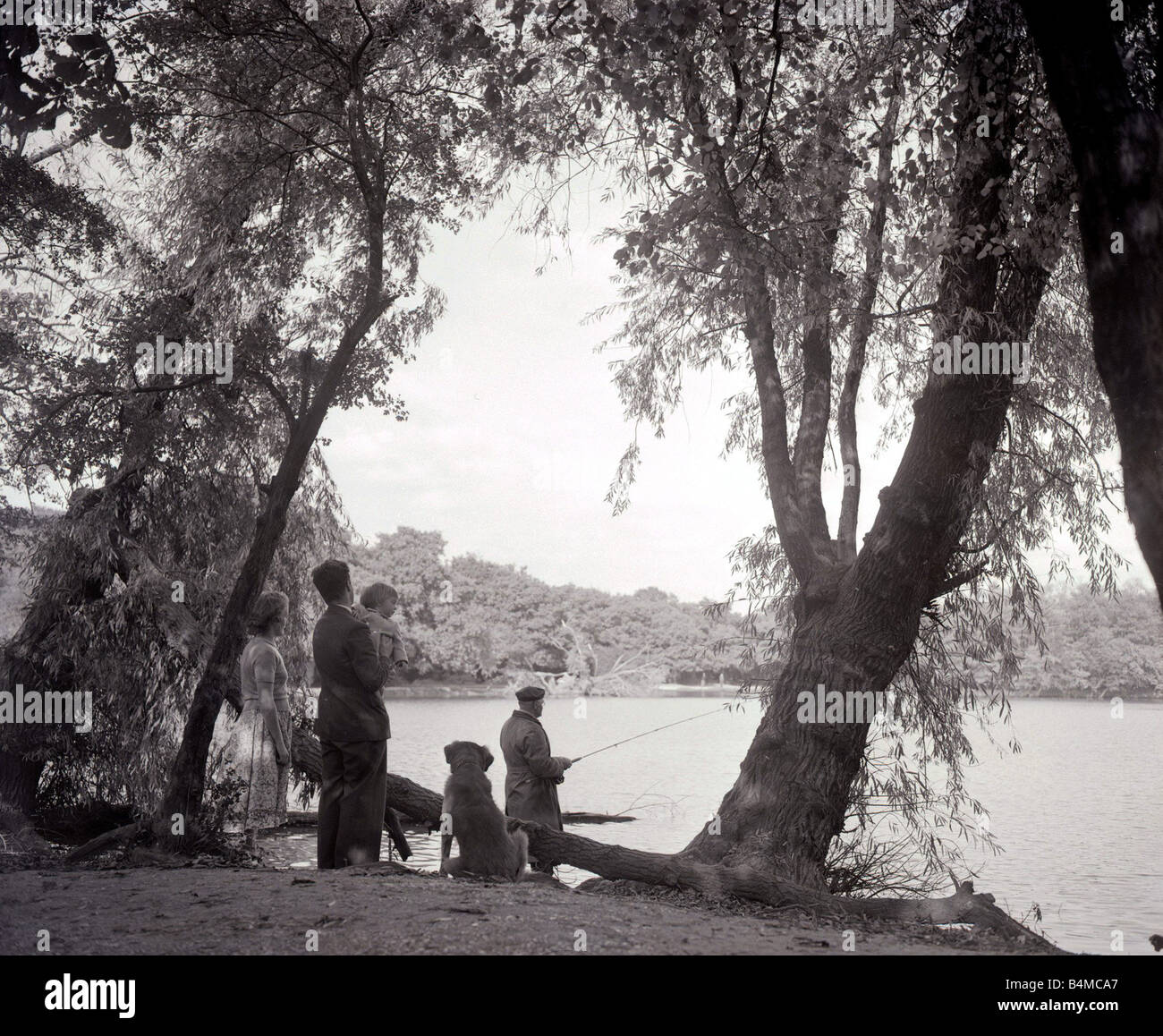1950s fishing on a lake hi-res stock photography and images - Alamy