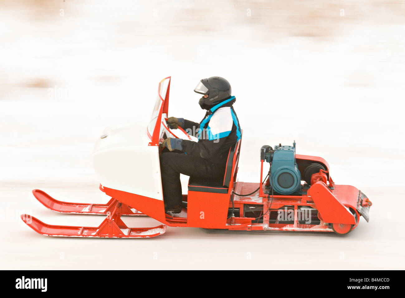 Vintage snowmobiles parade at the I 500 Snowmobile race in Sault Ste ...