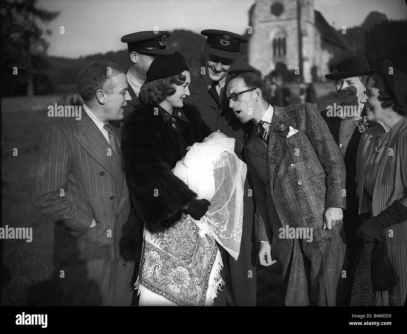 Arthur Askey and Jack Payne at christening of Richard Murdocks baby ...