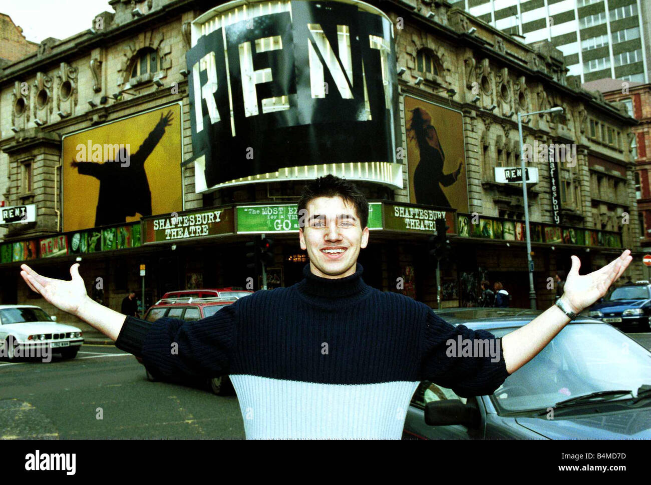 Wayne Moore April 1999 actor in the musical Rent standing outside the ...