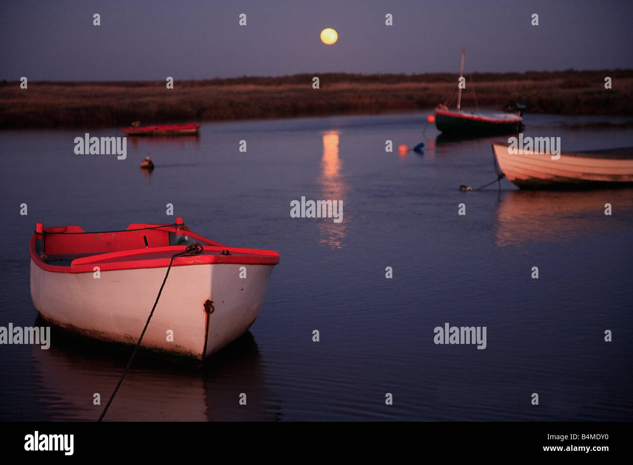 Moonlight and fishing boats hi-res stock photography and images - Alamy