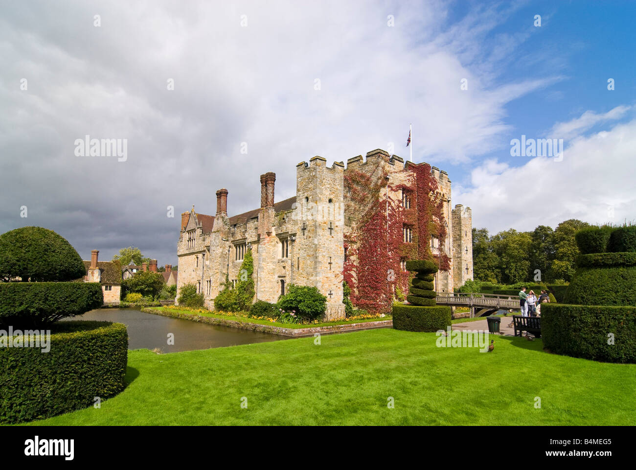 Horizontal wide angle of the exterior of Hever Castle and the ...