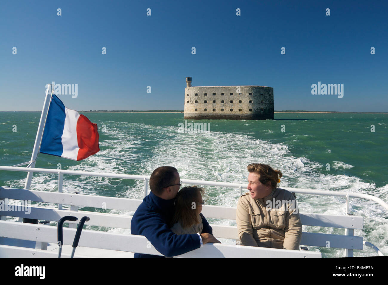 Passengers on boat trip passing by Fort Boyard in France Stock Photo ...