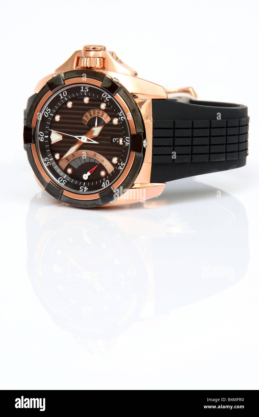 modern hand watch isolated on white background with reflection Stock ...