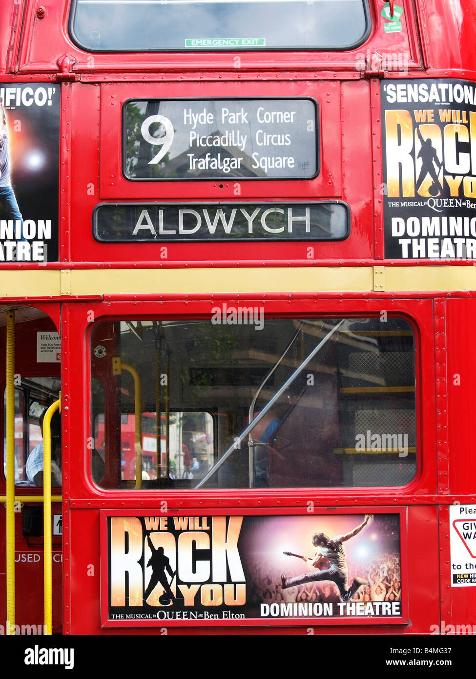 Rear end of a number 9 red double decker London Bus Stock Photo - Alamy