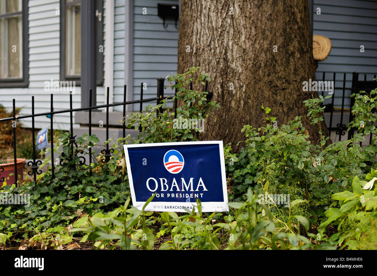 Barack Obama for President Political Sign in Front Garden of Home ...