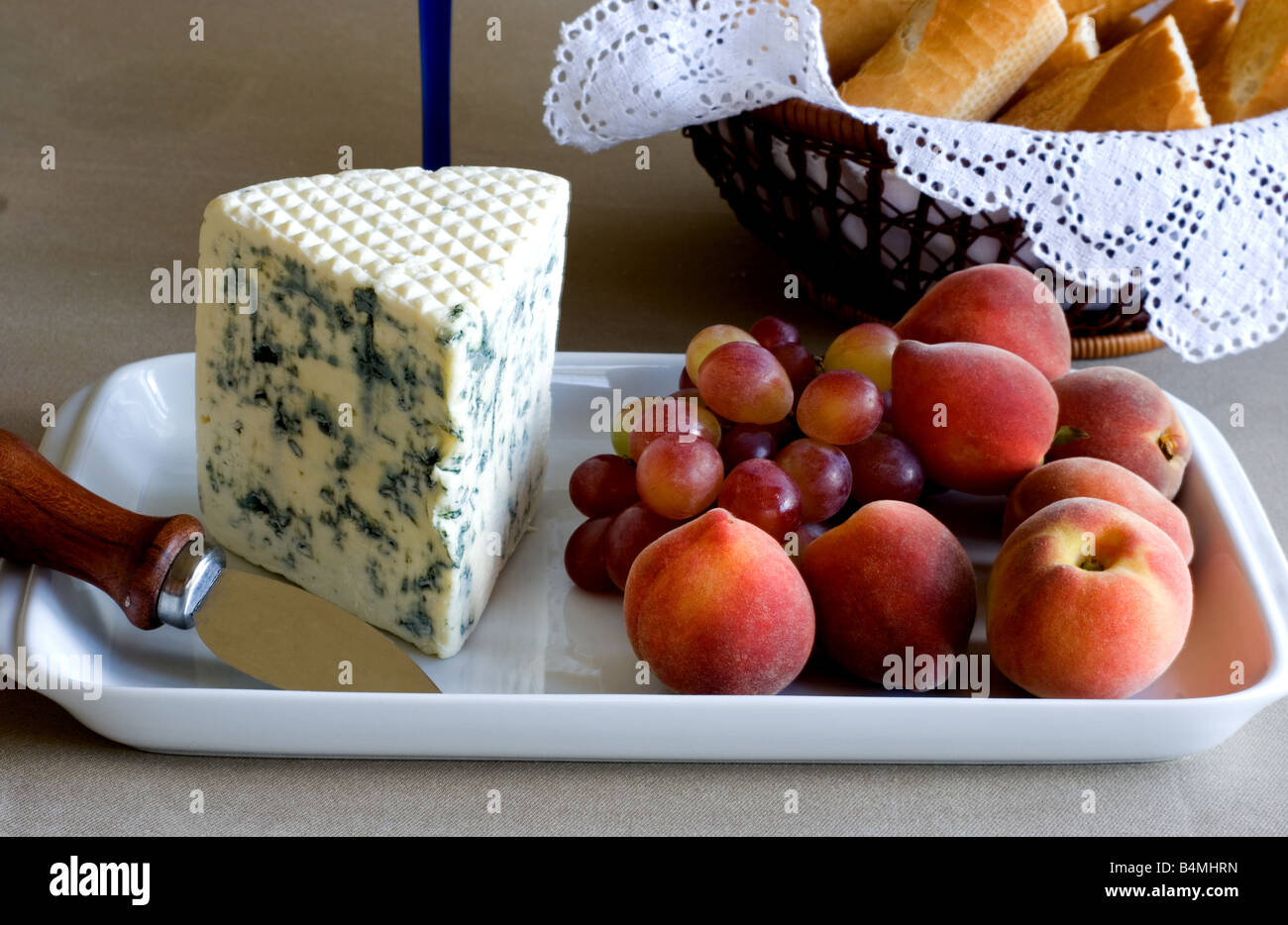 Cheese Platter With Cheese And Fruit Stock Photo Alamy