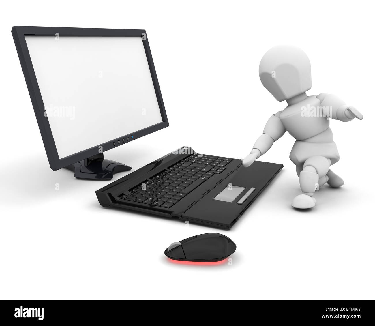 3d man working computer on Cut Out Stock Images & Pictures - Alamy
