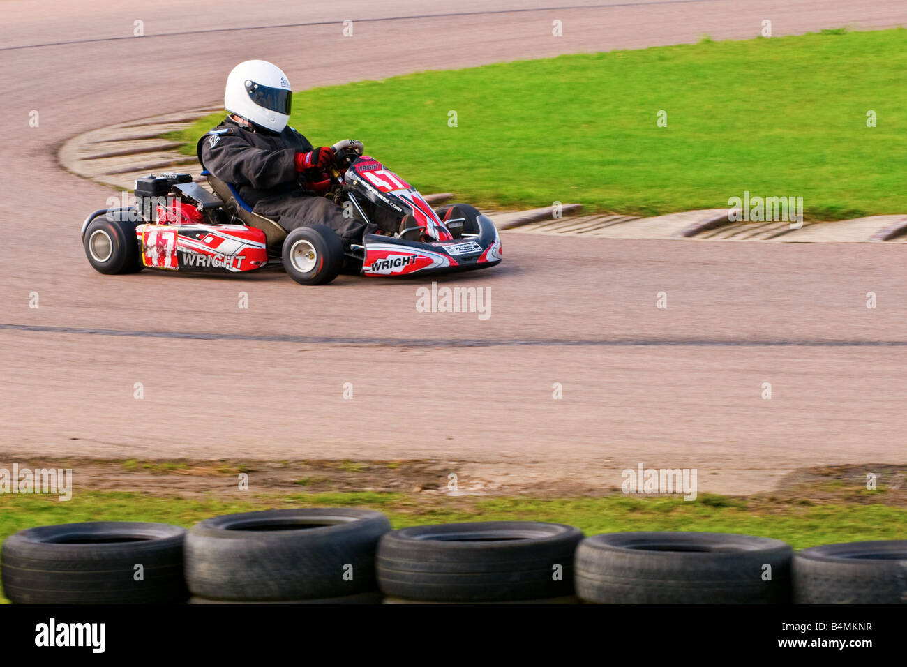 A colour photograph of a single go-kart doing the circuit View from the ...