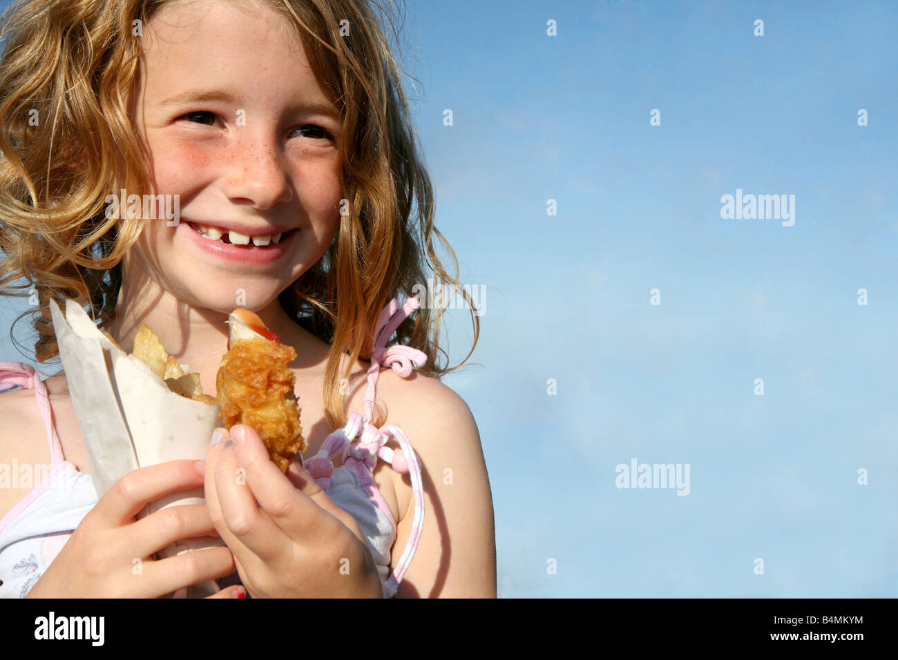 Girl Eating Fish Chips Seaside High Resolution Stock Photography and ...