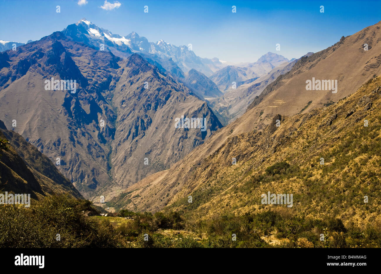 View of the high Andes from the Inca Trail, Camino Inka, looking back ...