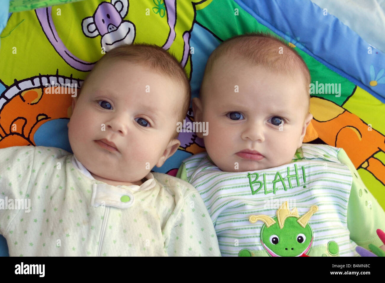 Two baby boys twin brothers Stock Photo - Alamy