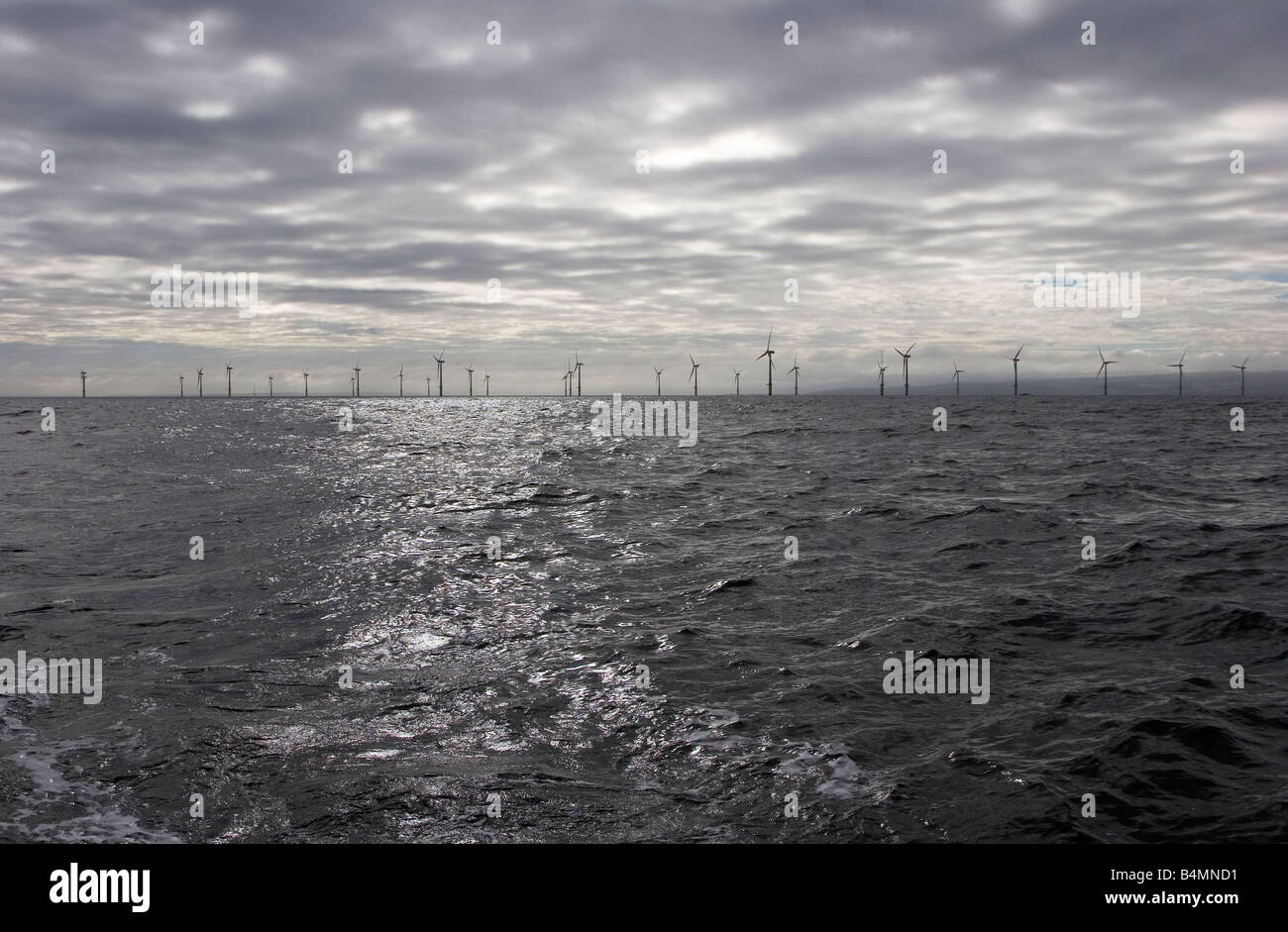 North Hoyle Offshore Wind Farm, off coast of North Wales producing ...