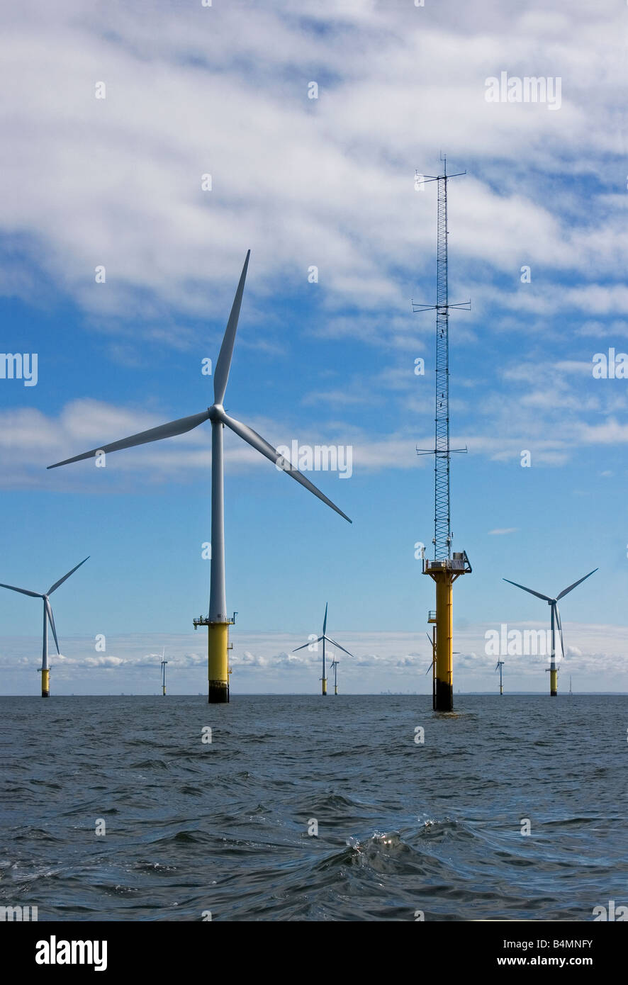 North Hoyle Offshore Wind Farm plus meterological mast, North Wales ...