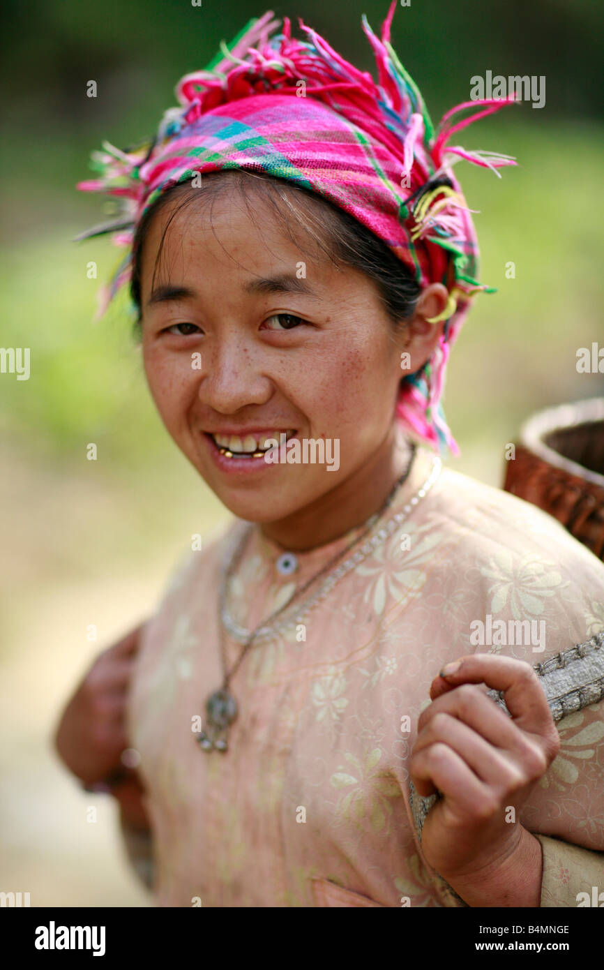 White Hmong tribeswoman at the village of Pho Bang, Sung La, Vietnam ...