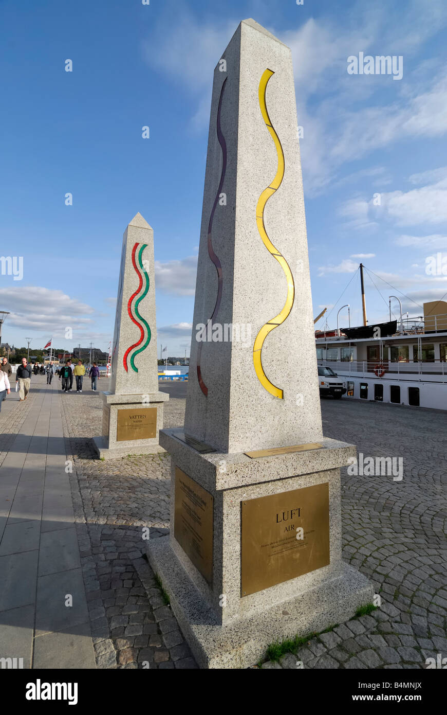 Two obelisk Air and Water Stockholm Sweden Stock Photo - Alamy