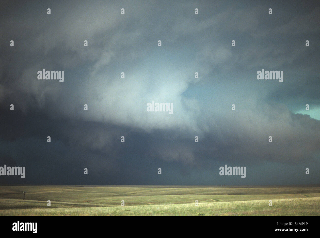 Severe thunderstorm moves over grazing land near Channing in the Texas ...