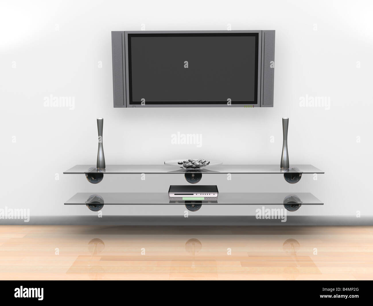 3d render of flat screen tv on a wall in contemporary room Stock Photo ...