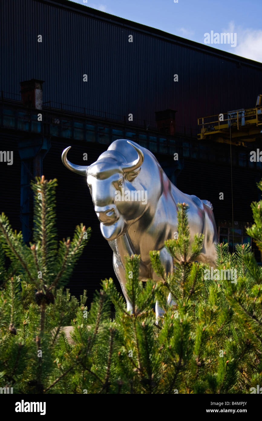bison sculpture outside the magna centre Stock Photo - Alamy