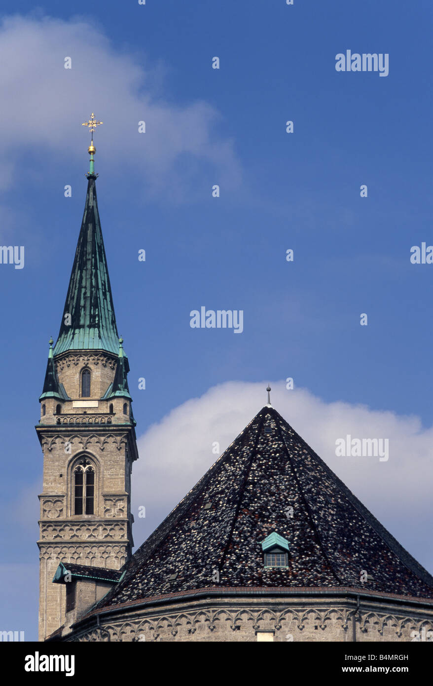 Franziskanenkirche view from Domplatz in Salzburg Austria Stock Photo ...