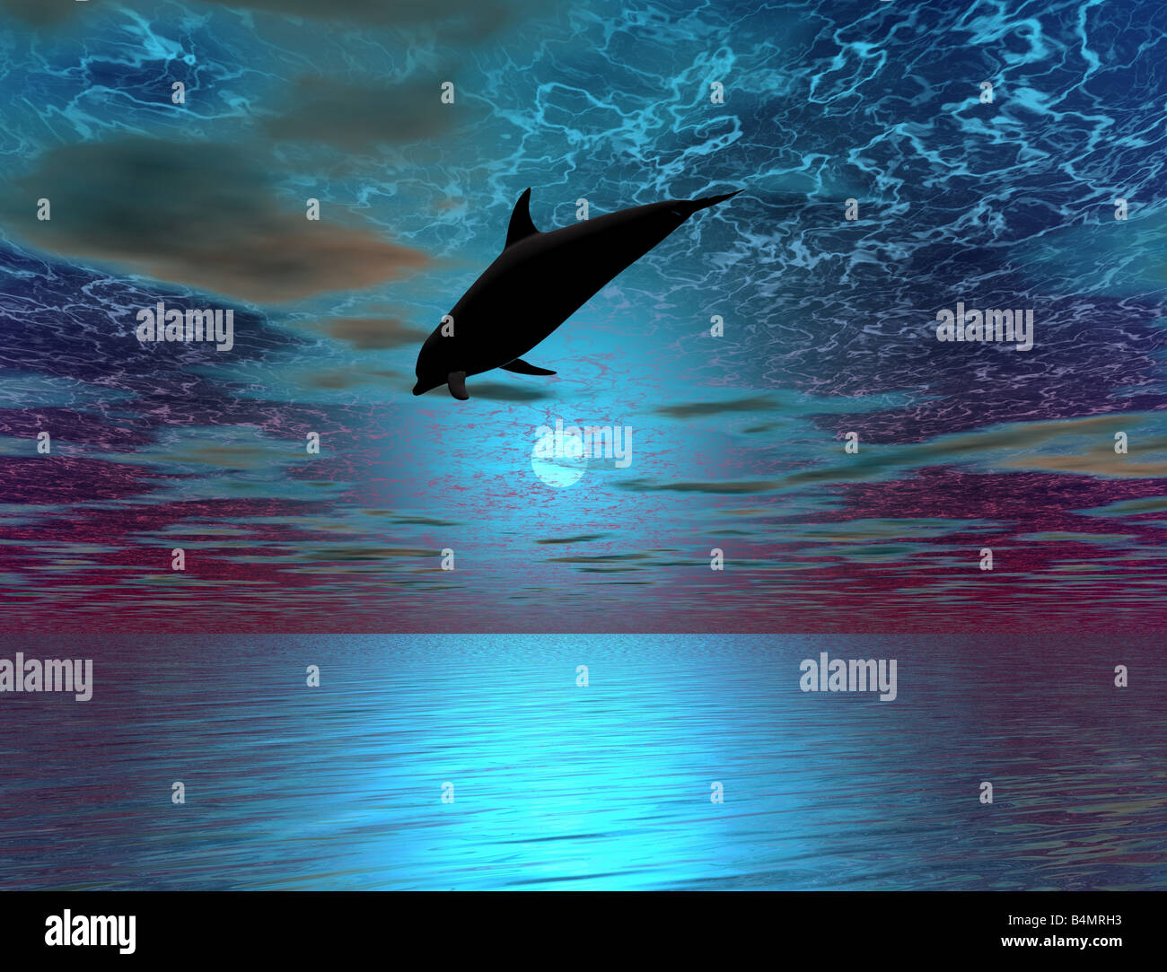 3d illustrated dolphin jumping out of the sea Stock Photo - Alamy