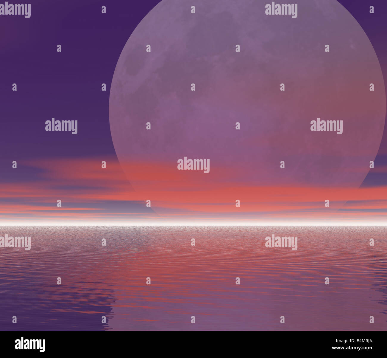surreal moonrise at sea Stock Photo - Alamy