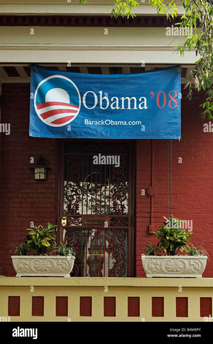 Barack Obama for President Political Banner on Front Porch of Home ...