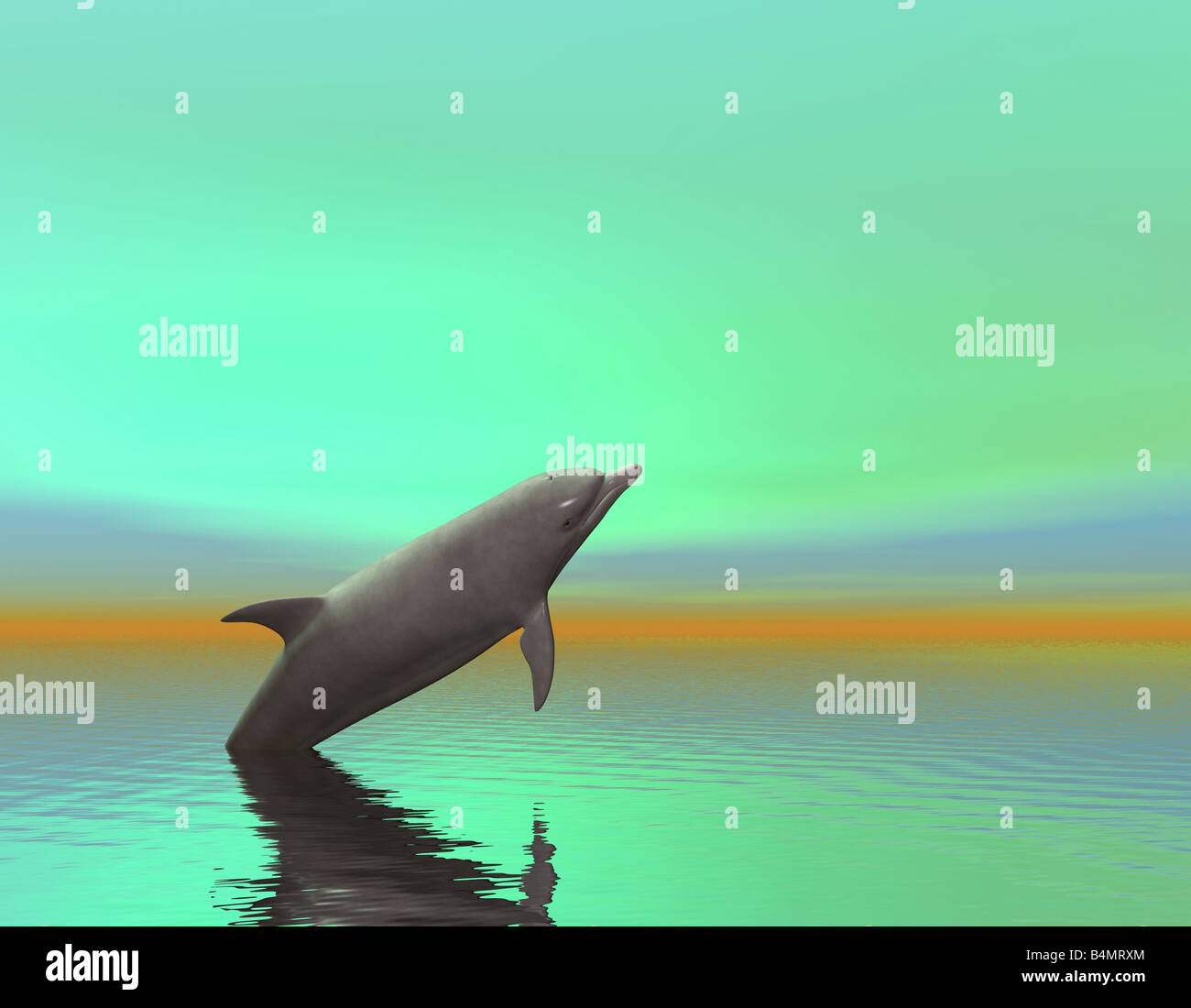 3d illustrated dolphin jumping out of the sea Stock Photo - Alamy
