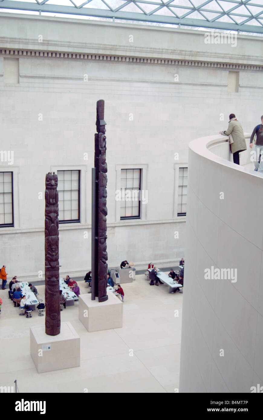 British Museum Great Court Totem poles Stock Photo - Alamy