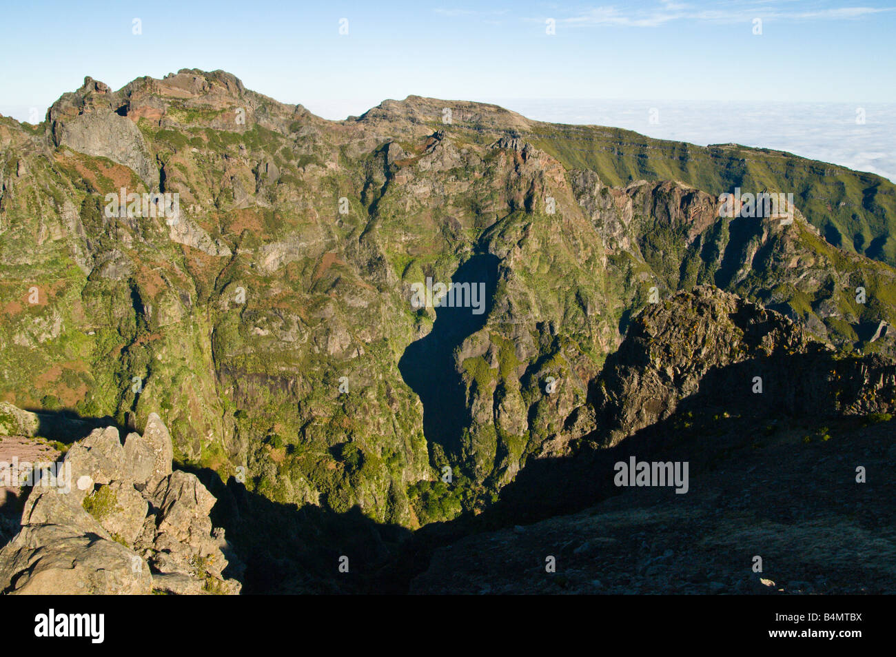 View from Pico do Areeiro Madeira towards Pico das Torres and distant ...