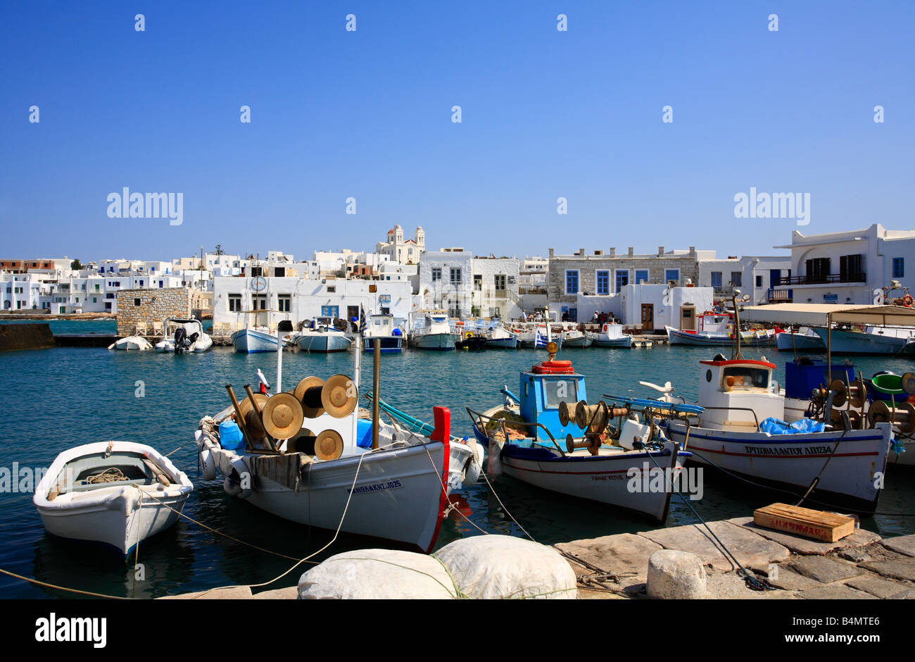 Naoussa Fishing Harbour Paros Cyclades Island Greece Stock Photo - Alamy