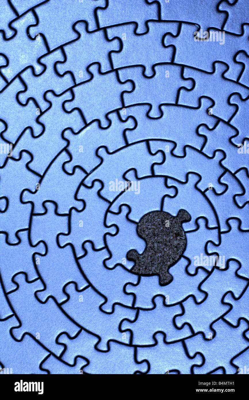 blue jigsaw with one missing piece pieces fitting together in form of a ...