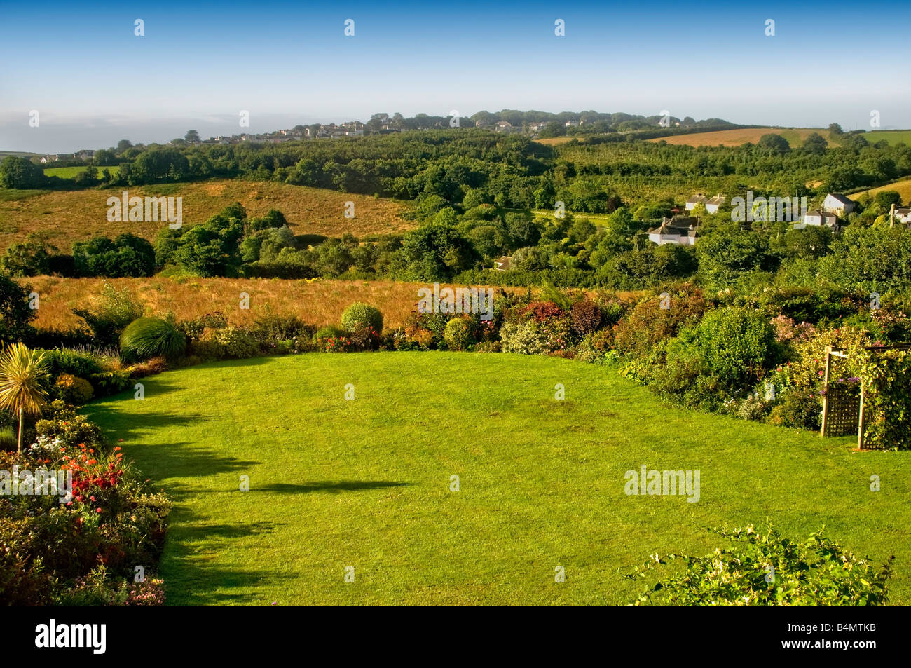 view over hills and landscape salcombe devon england uk Stock Photo - Alamy