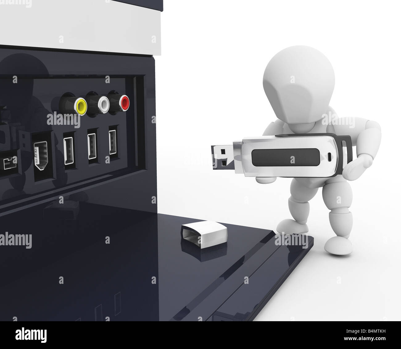 3D render of someone plugging in a USB pen in a computer Stock Photo ...