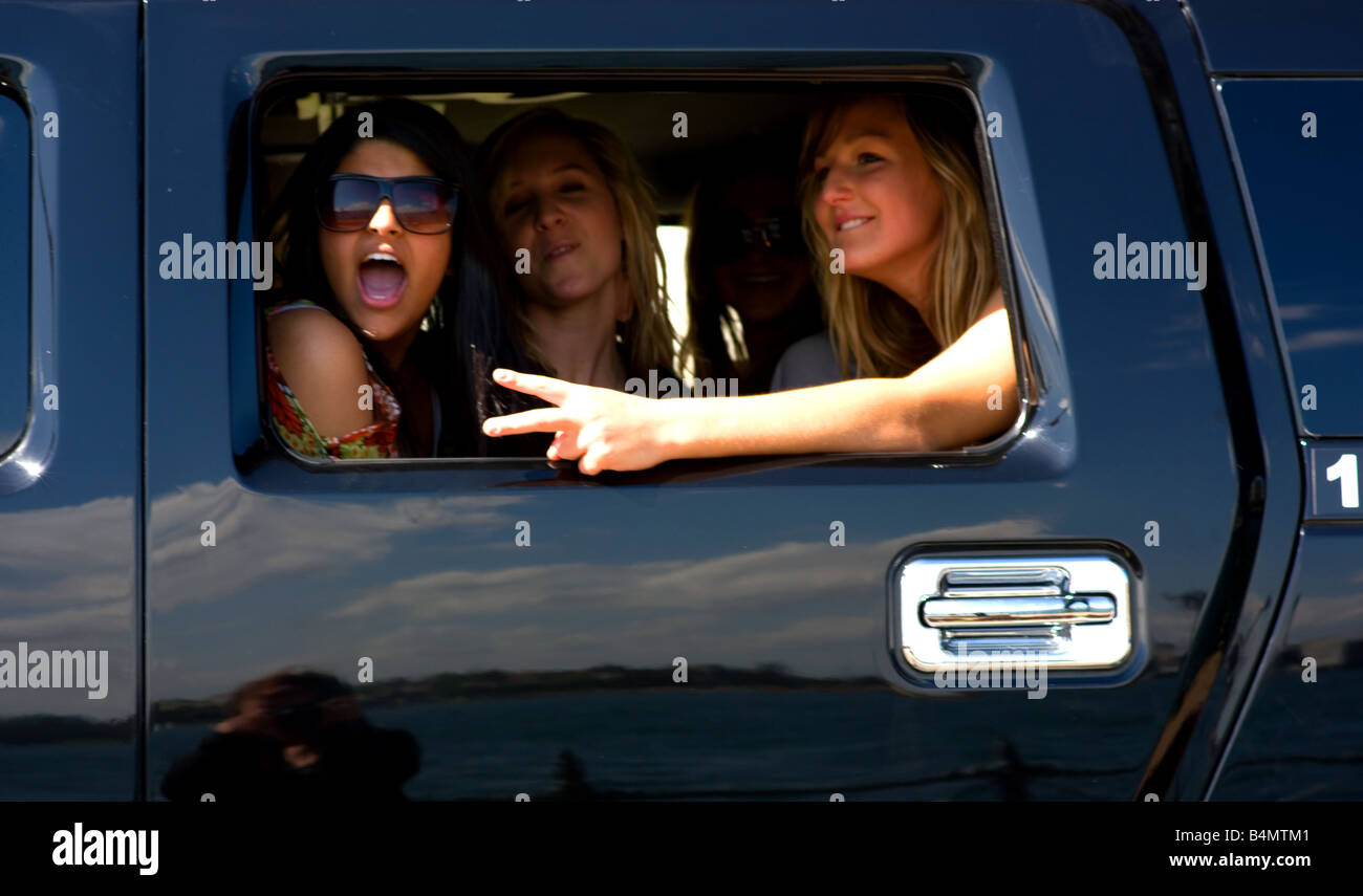 Party girls in Hummer Stock Photo - Alamy