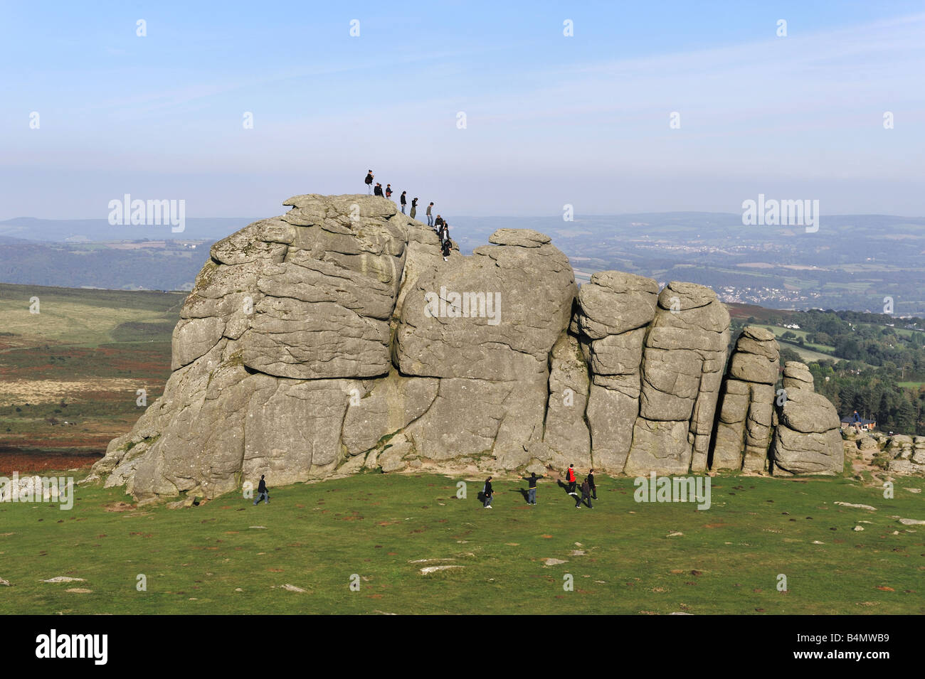 Climbing on Haytor Rocks, Dartmoor, Devon, UK Stock Photo - Alamy