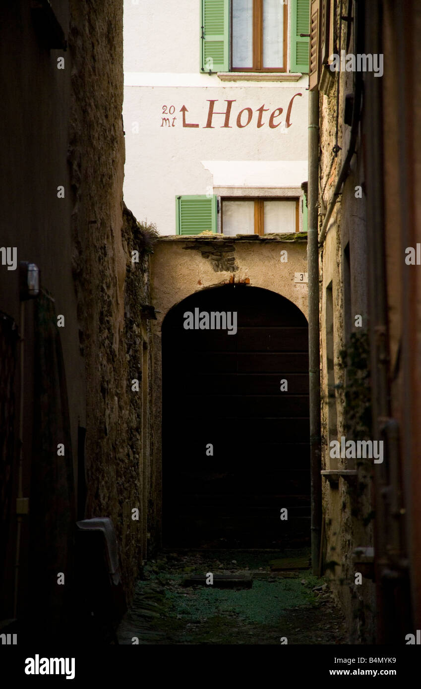 Hotel Sign and alley Stock Photo - Alamy
