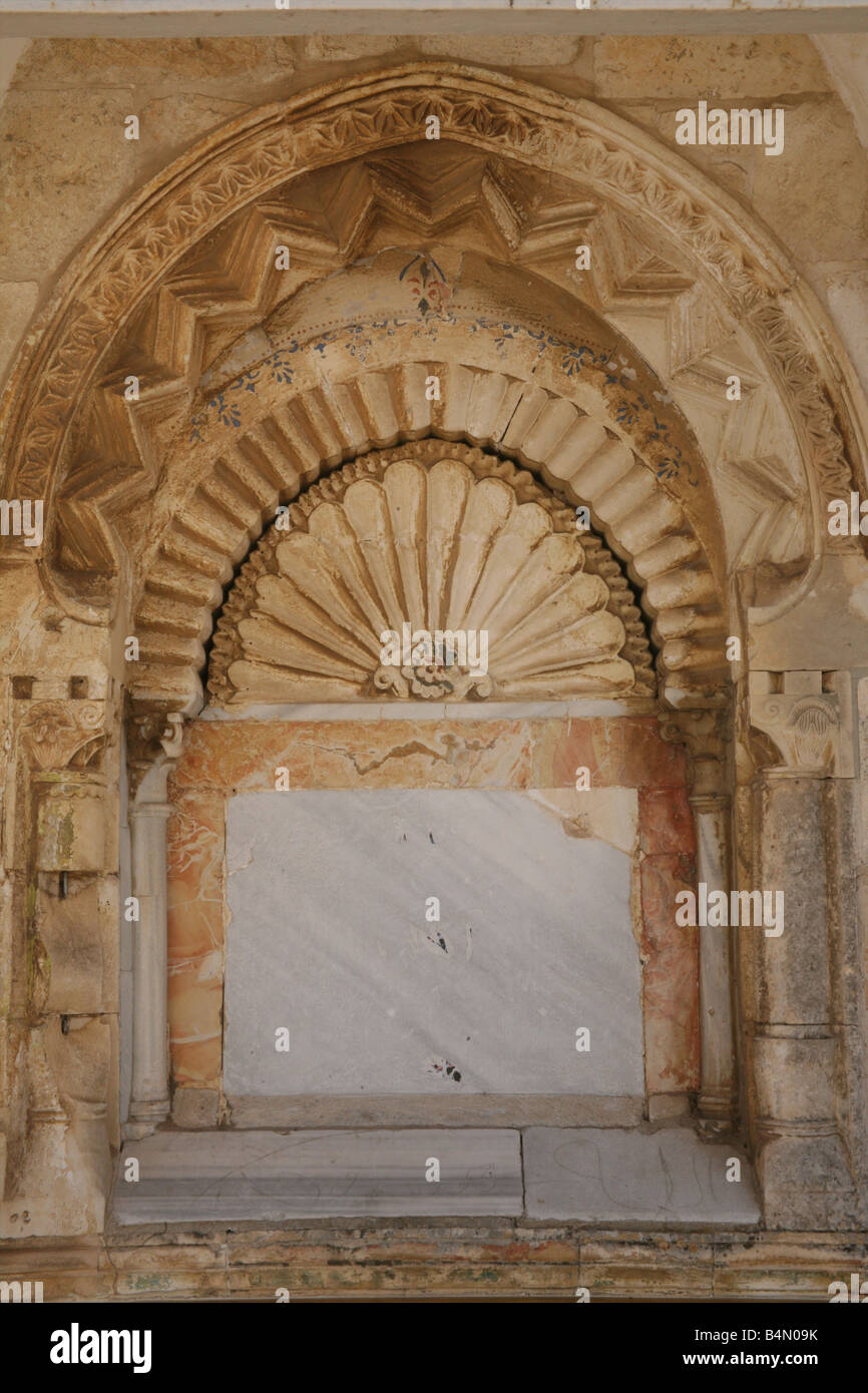 Closeup of an arch near the Dome of the Rock on Temple Mount in the Old ...