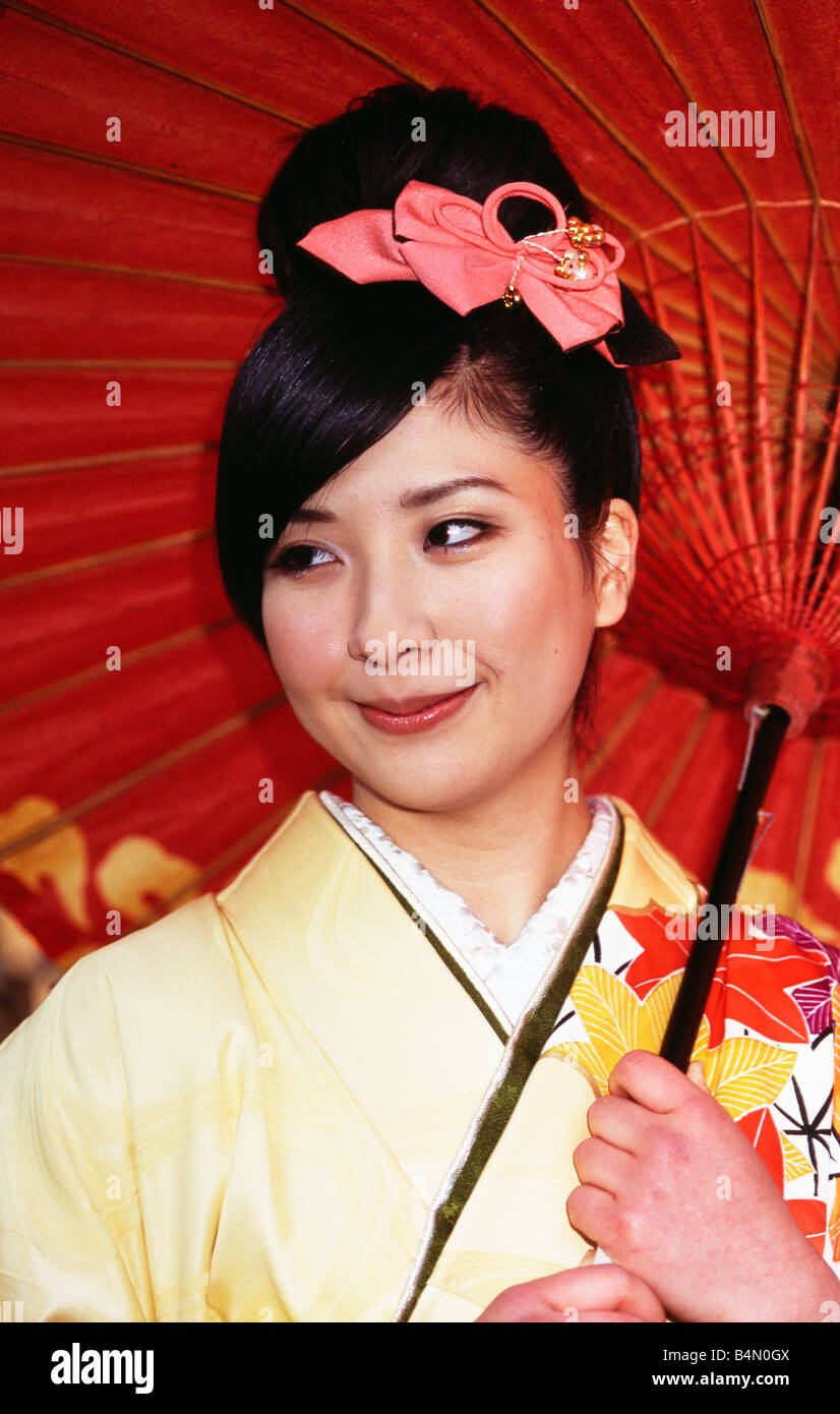 Japanese Girl with umbrella on Coming of Age Day Seijin no Hi MODEL ...