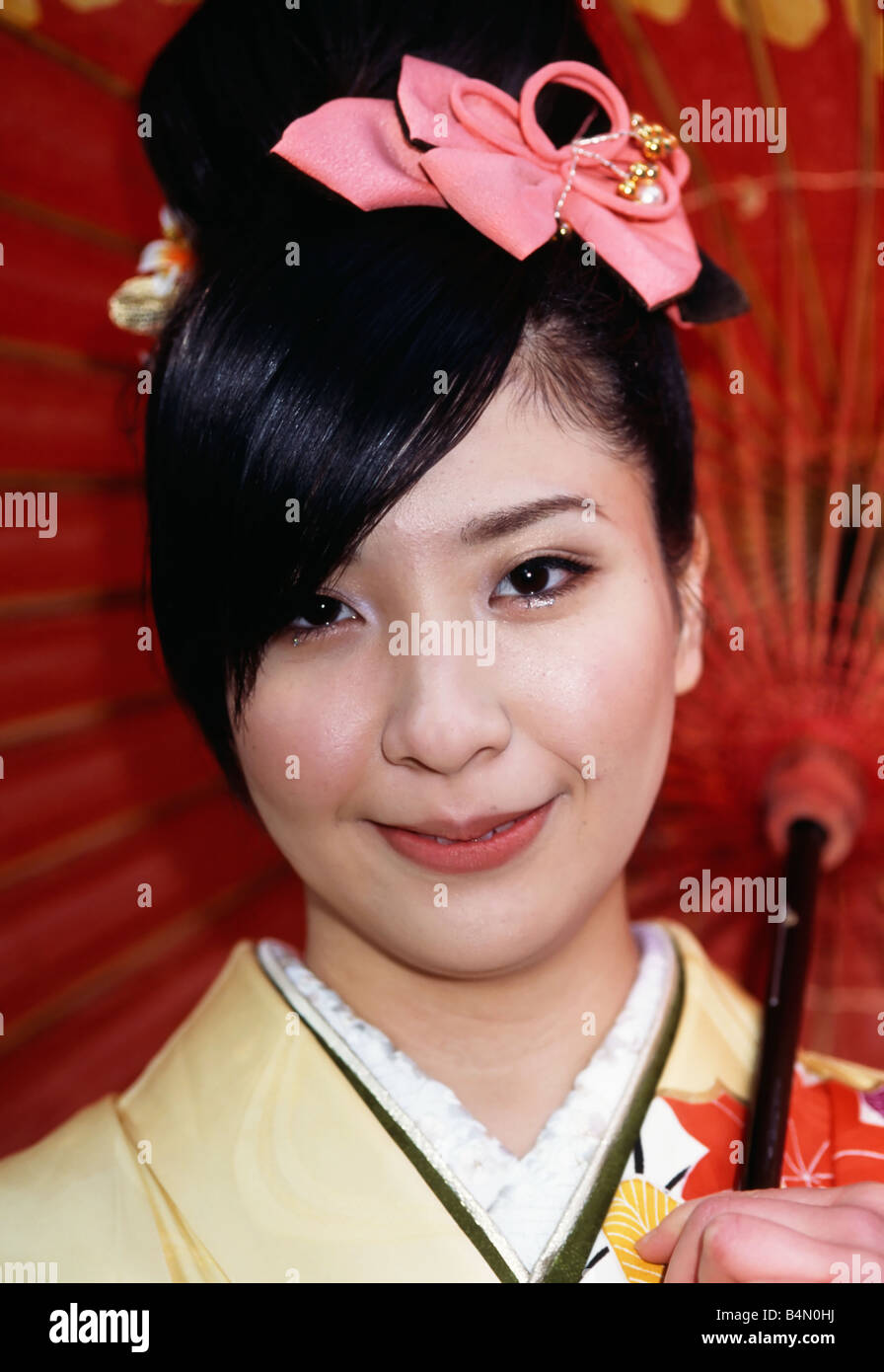 Japanese Girl with umbrella on Coming of Age Day Seijin no Hi MODEL ...