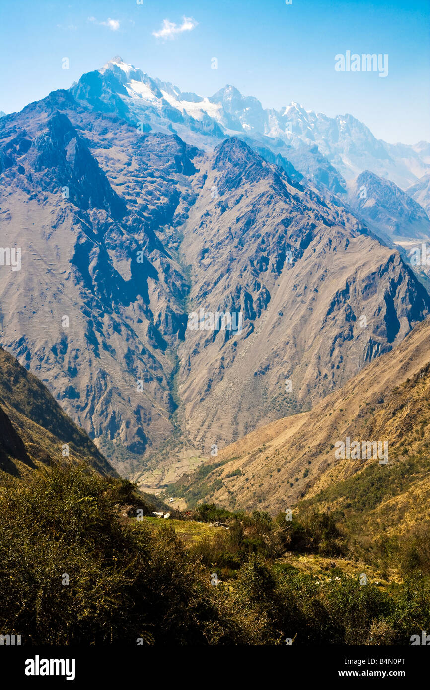 View of the high Andes from the Inca Trail, Camino Inka, looking back ...