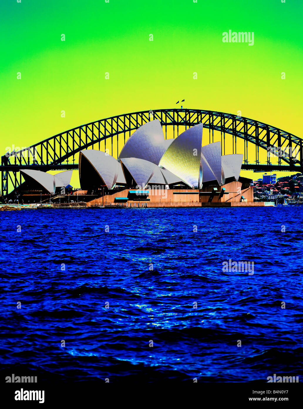 The Opera House and Harbour Bridge funky Stock Photo - Alamy