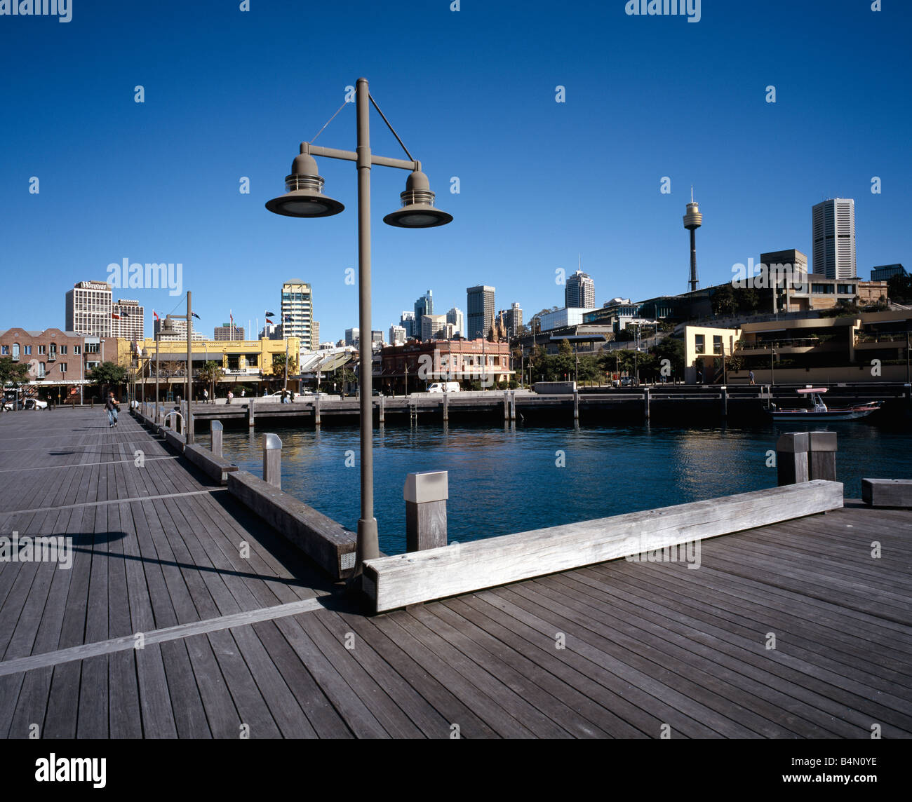 The Finger Bay in Woolloomooloo Bay and the Sydney Tower Stock Photo ...