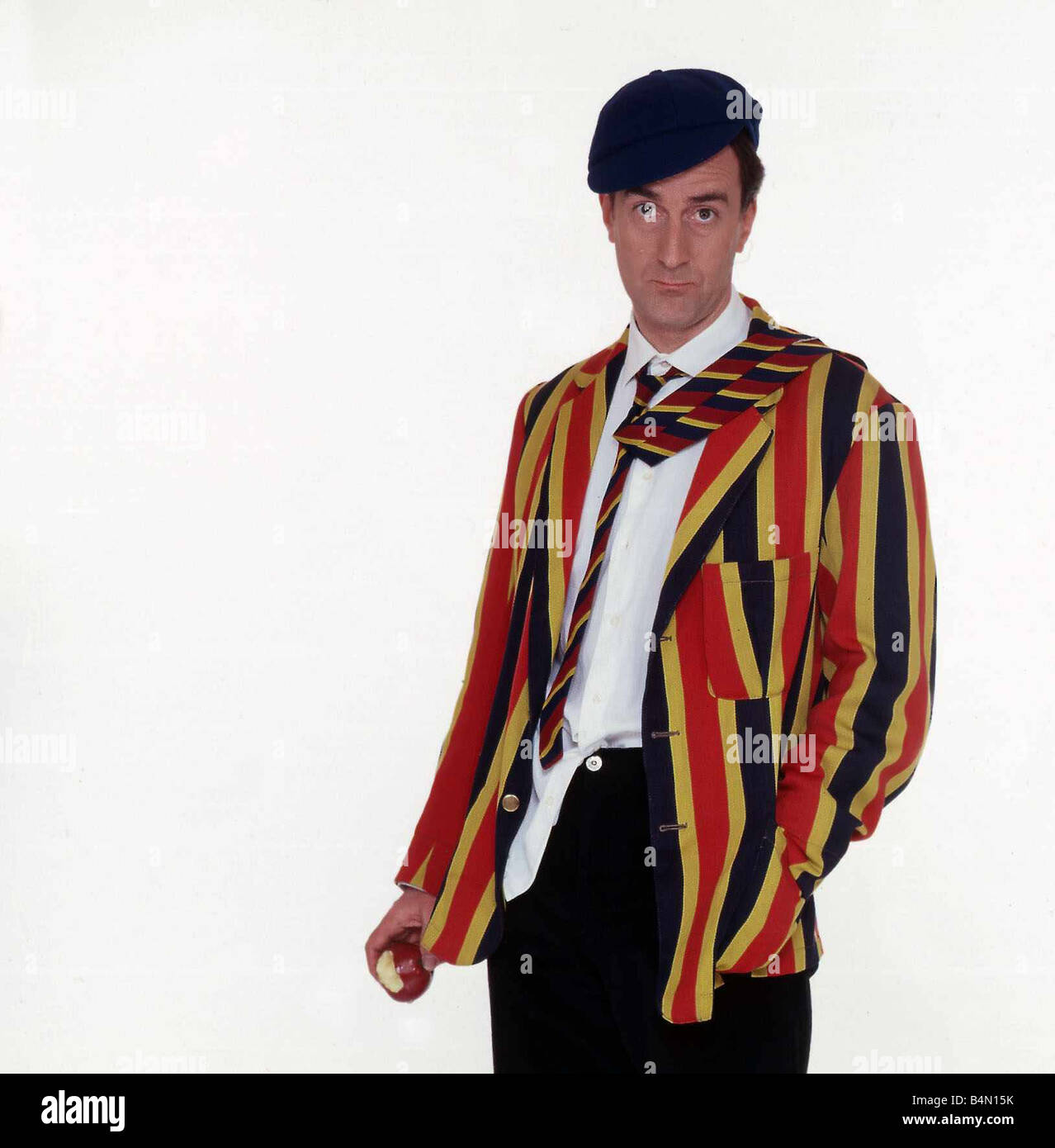 Angus Deayton TV Presenter November 2000 wearing striped school blazer ...