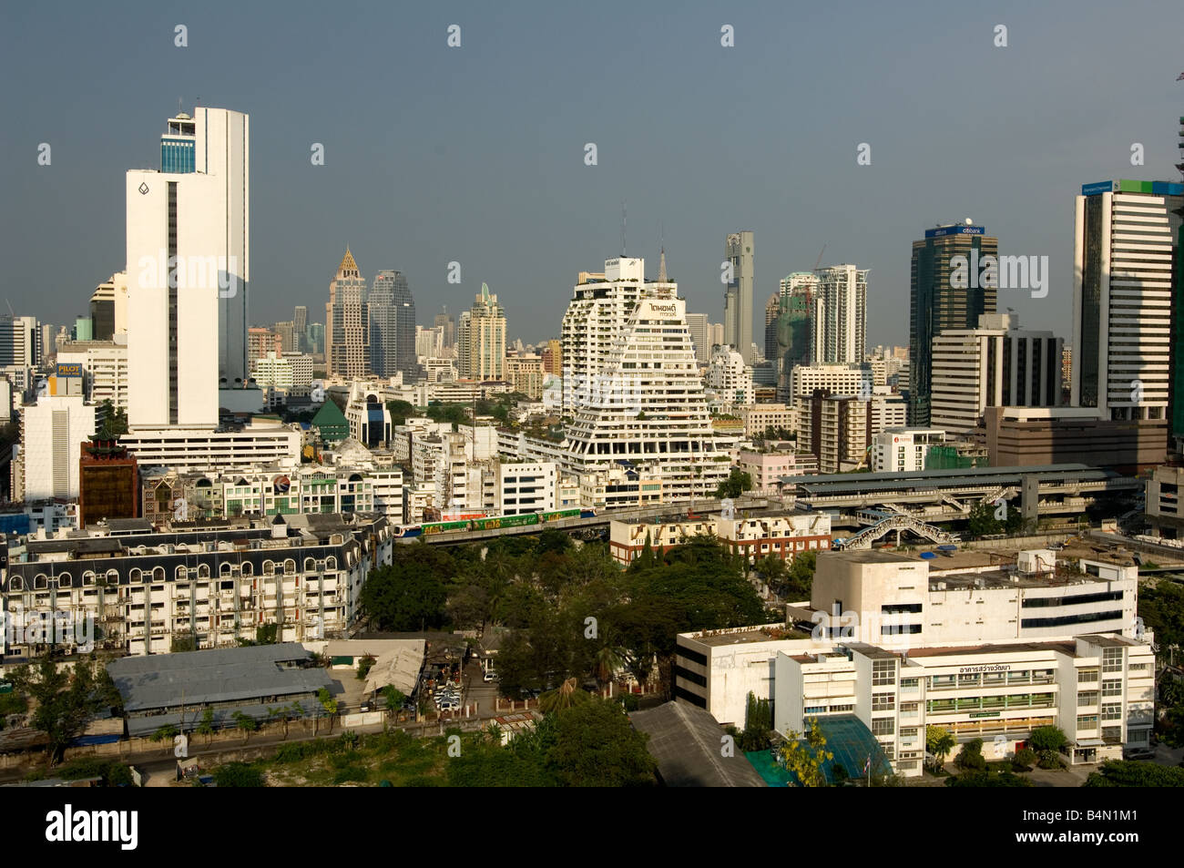 Hi Rising Buildings of Silom and Bangrak District Looking East Late ...