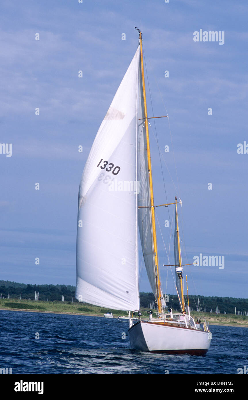 White sailboat under sail off Cape Cod Stock Photo - Alamy