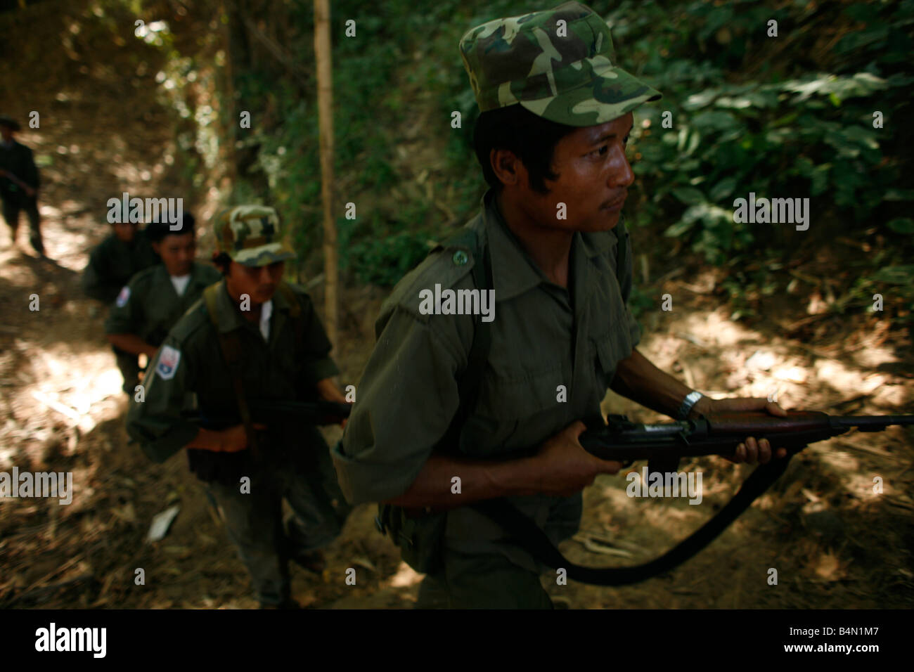 KNLA soldiers in the jungle near La Per Her In Myanmar Burma thousands ...