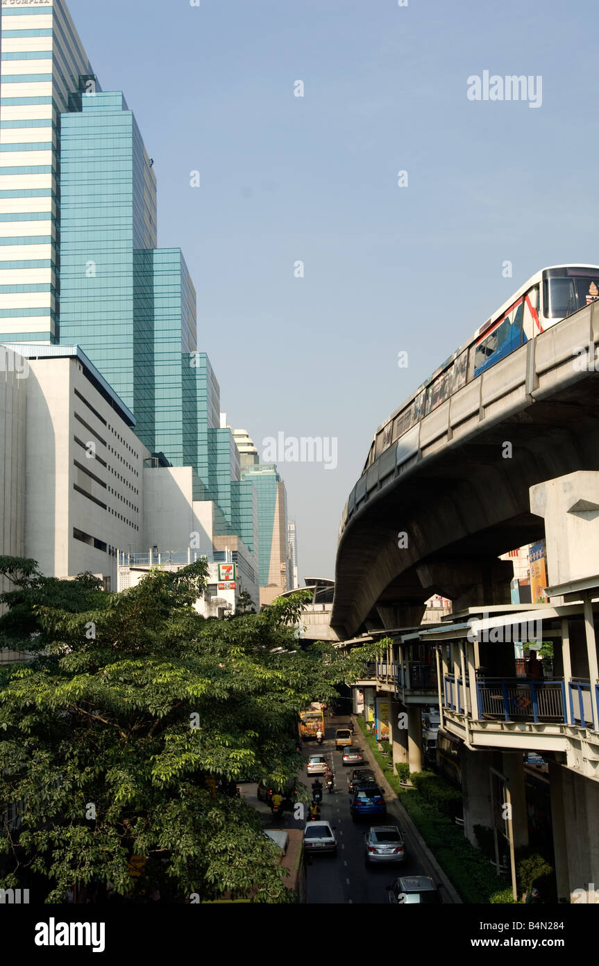 Silom Road with Skytrain Stock Photo - Alamy