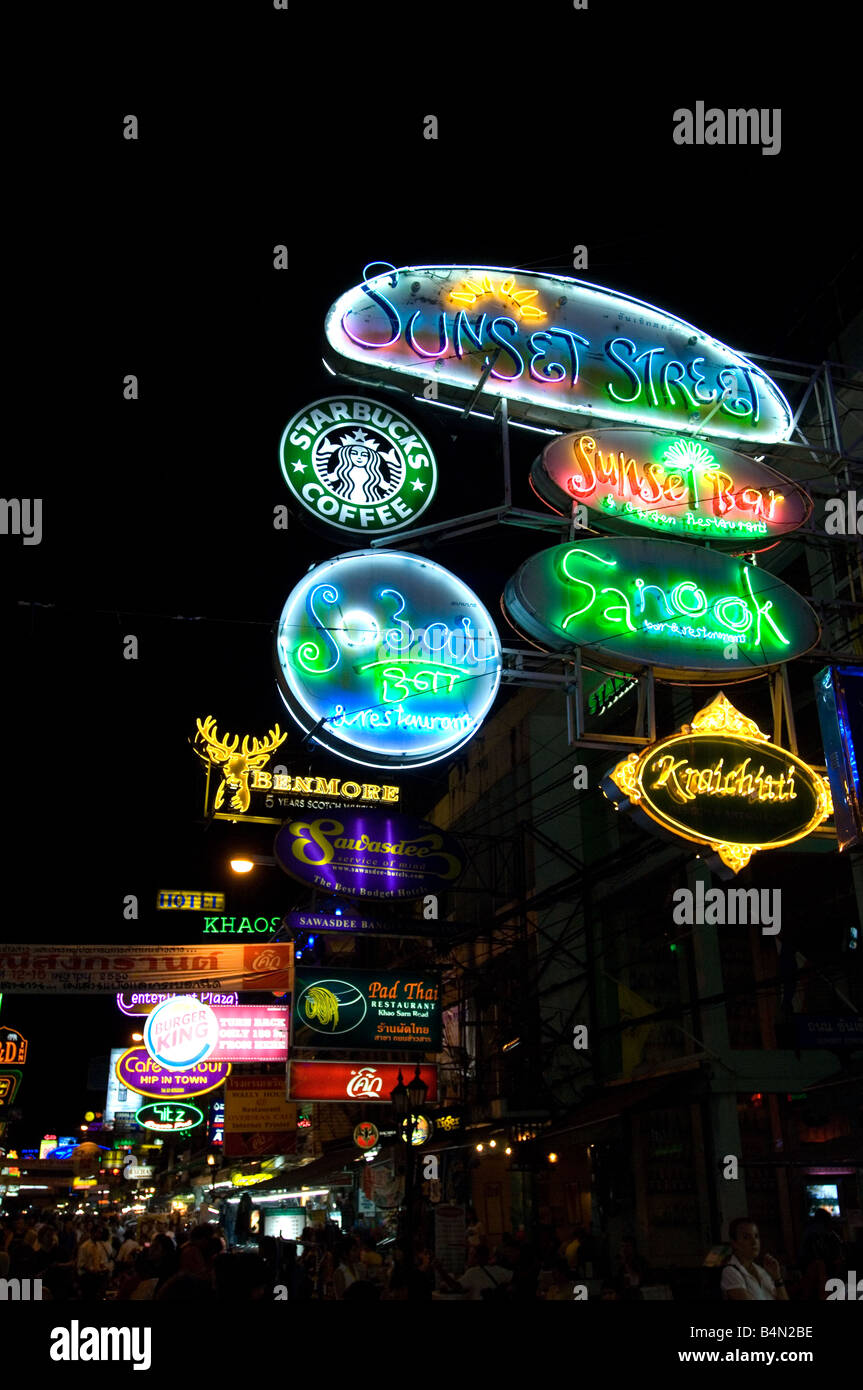 Neon Signs at Thanon Khao San Stock Photo - Alamy