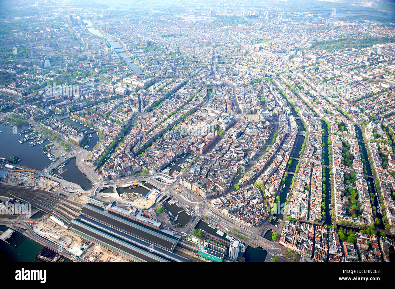 Holland Amsterdam aerial view of city centre Stock Photo - Alamy